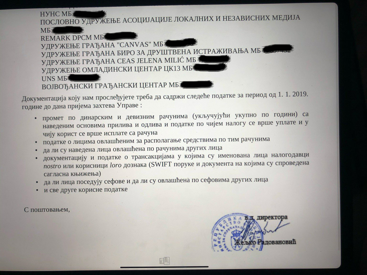 Istraga o pranju novca i finansiranju terorizma i bez saglasnosti ...
